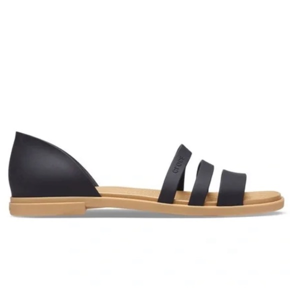 CROCS | Shoes | Crocs Black Tulum Open Toe Strappy Flats | Poshmark